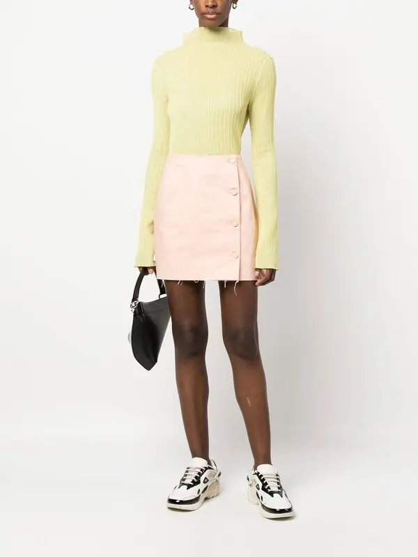 Raf Simons Frayed Cotton Miniskirt - Pink