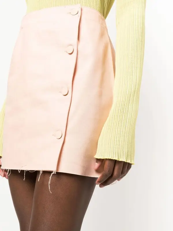 Raf Simons Frayed Cotton Miniskirt - Pink