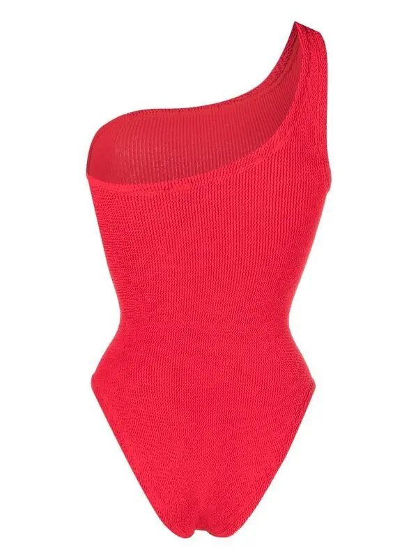 Hunza G Seersucker One-shoulder Swimsuit - Red