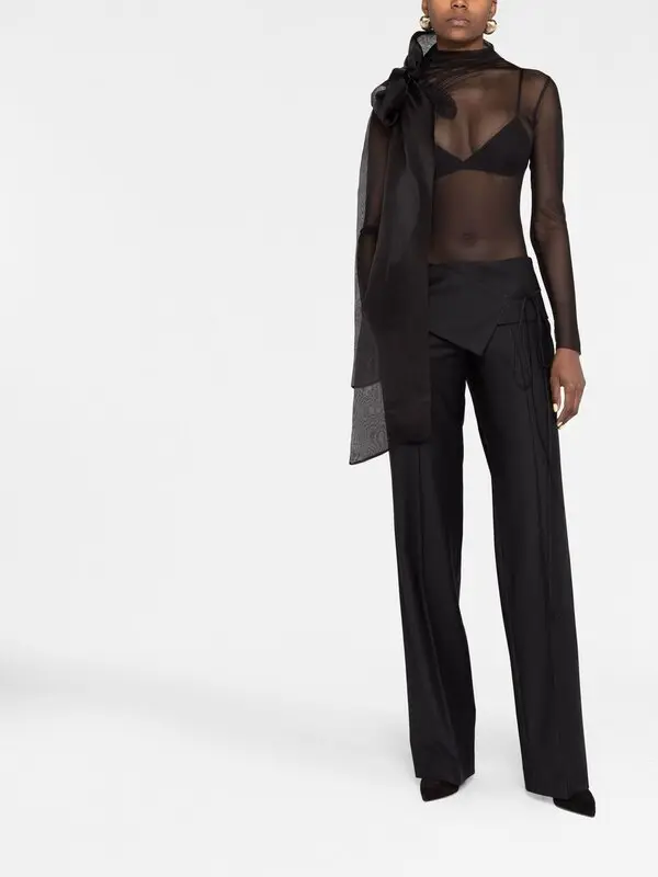 ATU BODY COUTURE Semi-sheer Bodysuit With Bow Detail