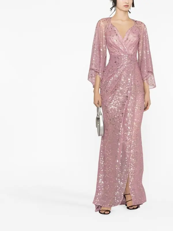 Talbot Runhof V-neck Draped Gown