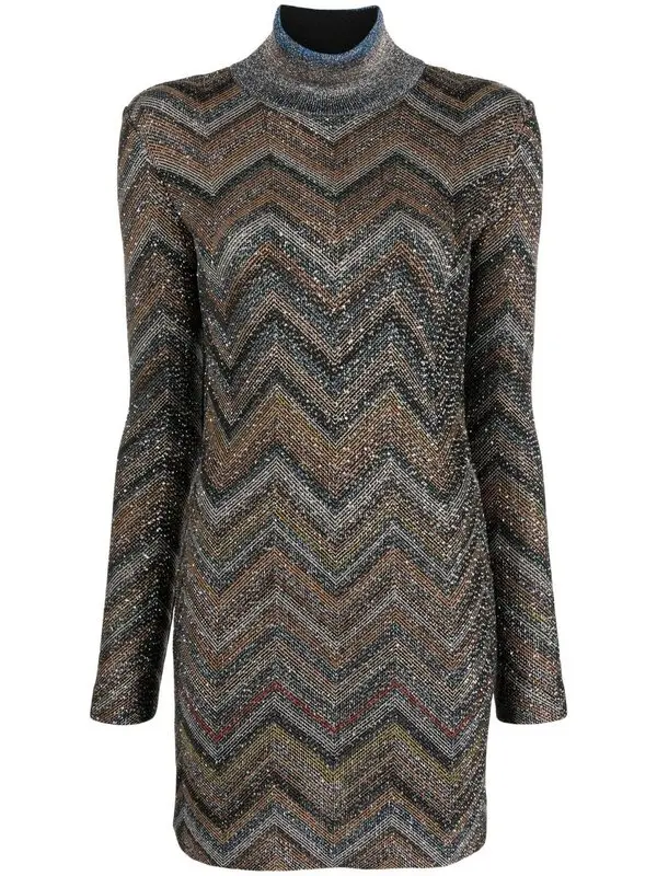 Missoni Zig-zag Knit Mini Dress - Blue