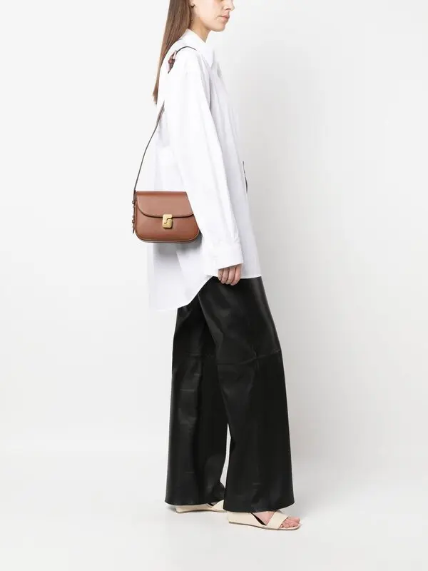 Soeur Leather Crossbody Bag - Brown