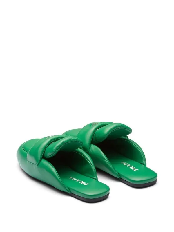 Prada Soft Nappa Leather Sabot Mules - Green | Editorialist
