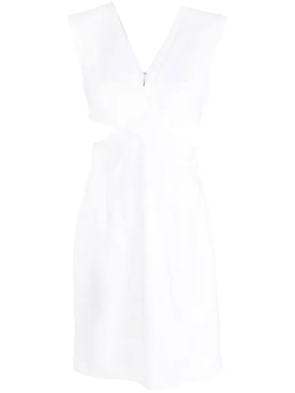GENNY Cut-out Sleeveless Above-knee Dress - White