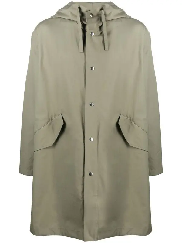 JIL SANDER Rear Logo-print Hooded Coat - Green