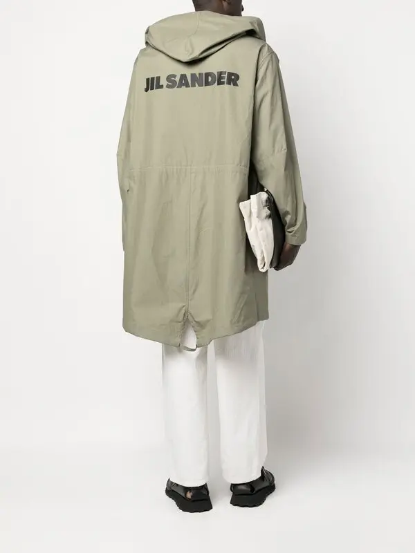 JIL SANDER Rear Logo-print Hooded Coat - Green
