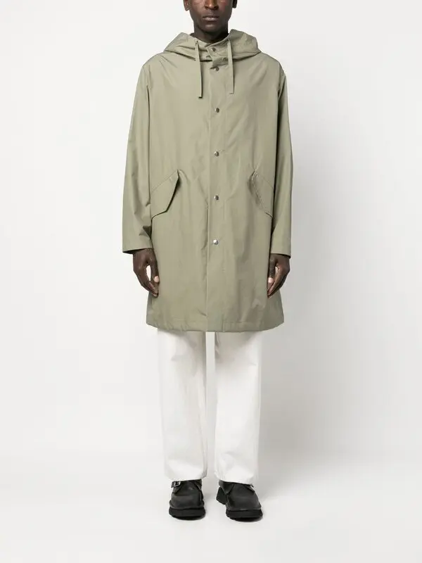 JIL SANDER Rear Logo-print Hooded Coat - Green