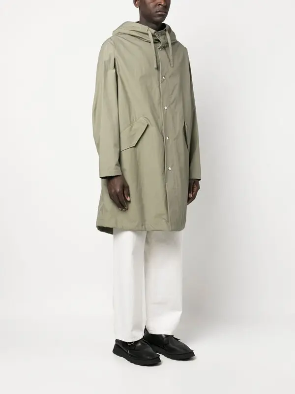 JIL SANDER Rear Logo-print Hooded Coat - Green
