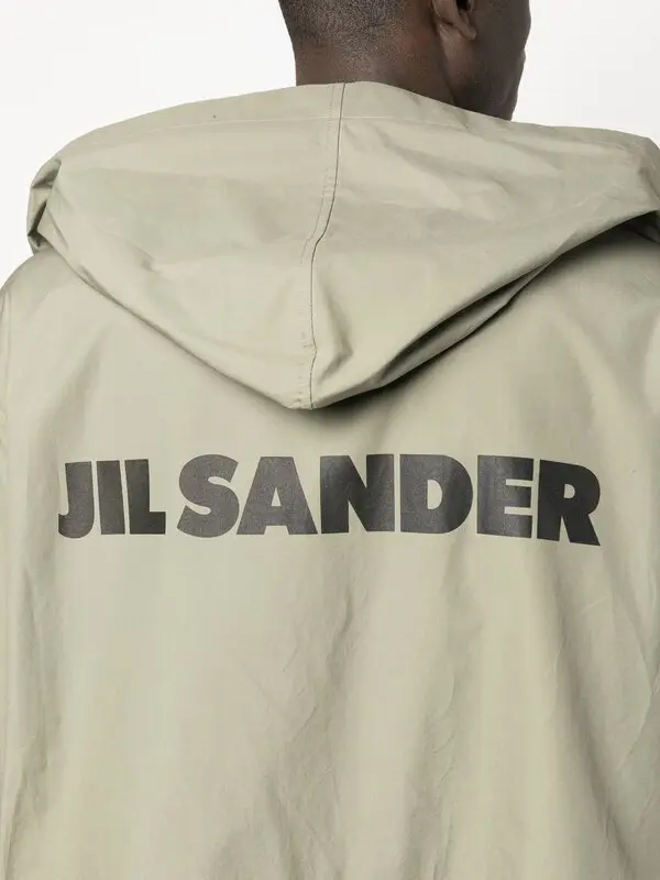JIL SANDER Rear Logo-print Hooded Coat - Green