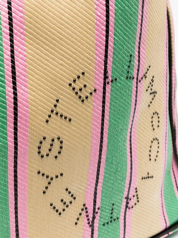 Stella McCartney Stripe-print Raffia Tote Bag - Neutrals