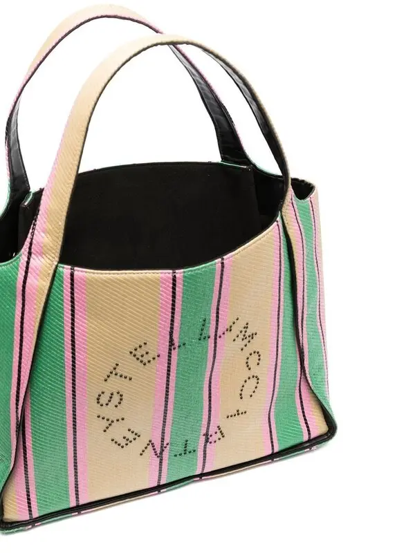 Stella McCartney Stripe-print Raffia Tote Bag - Neutrals