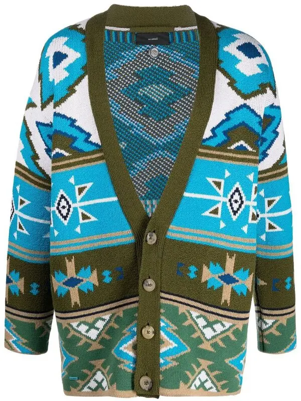 Alanui Graphic-print Knitted Cardigan - Green