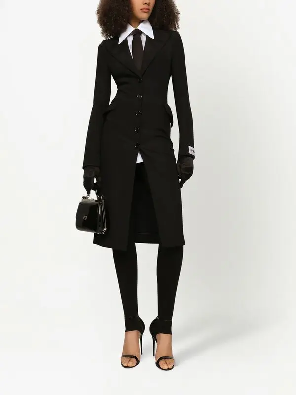 black fitted coat dress womens Black fit and flare dress coat 1980#black / XL main image 1