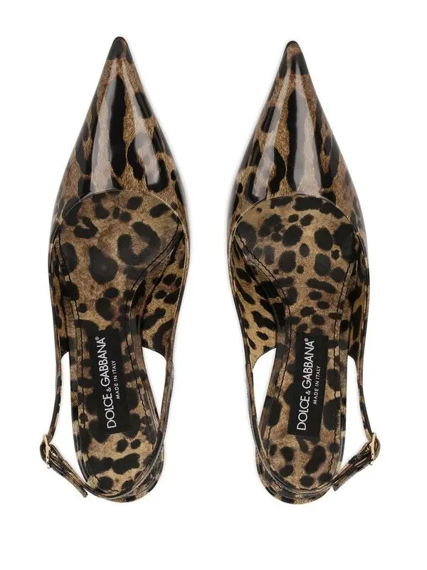 Dolce & Gabbana Leopard-print Slingback Pumps - Brown