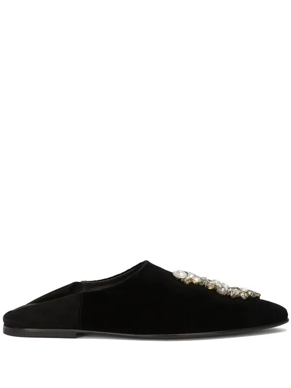 Dolce & Gabbana Brooch-detail Velvet Slippers