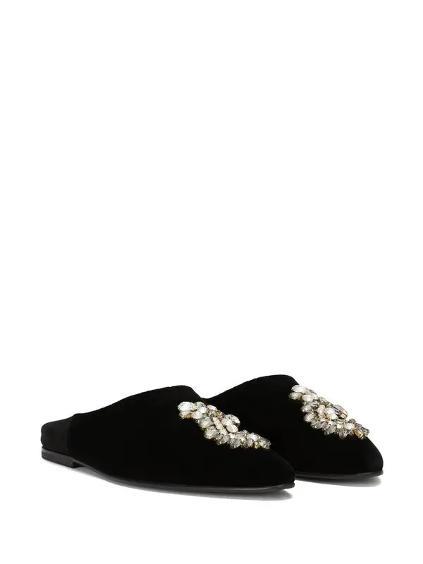 Dolce & Gabbana Brooch-detail Velvet Slippers