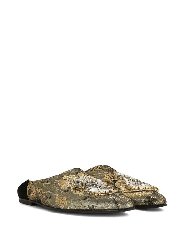 Dolce & Gabbana Embellished Jacquard Slippers