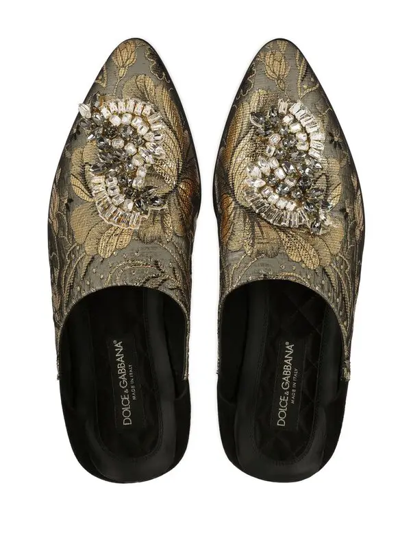Dolce & Gabbana Embellished Jacquard Slippers