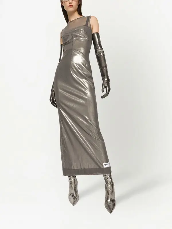 Dolce & Gabbana Metallic Ankle-length Dress - Grey