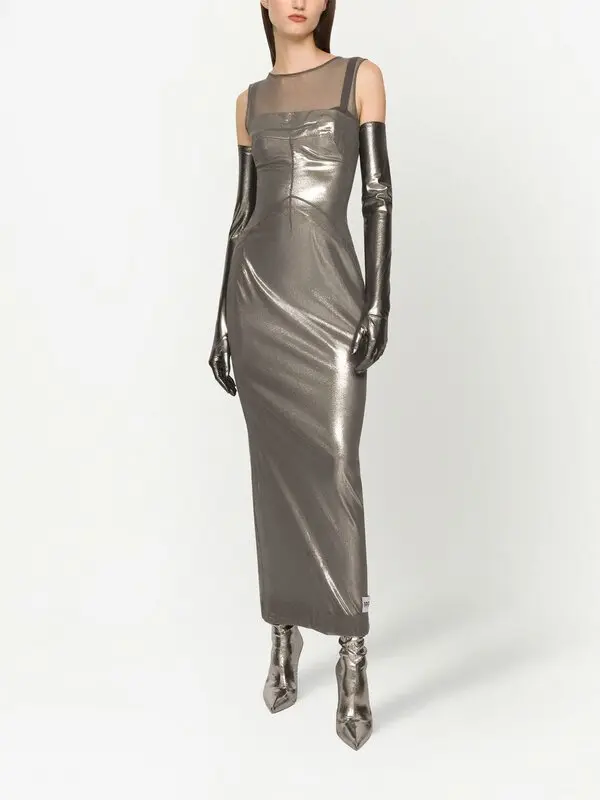 Dolce & Gabbana Metallic Ankle-length Dress - Grey