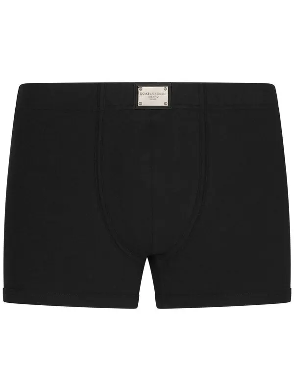 Dolce & Gabbana Logo-plaque Cotton Boxer Briefs - Black