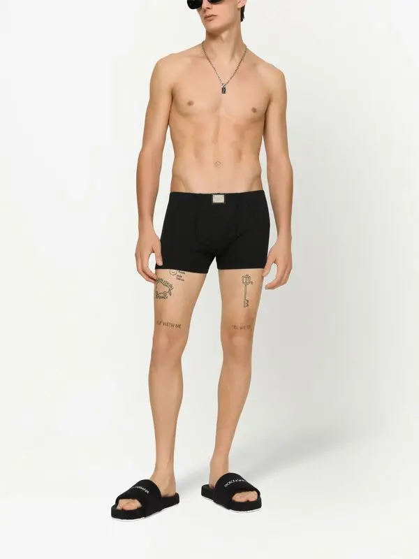 Dolce & Gabbana Logo-plaque Cotton Boxers - Black