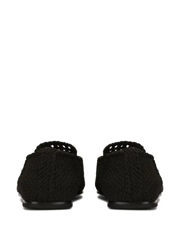 Dolce & Gabbana Crochet Raffia Slippers - Black