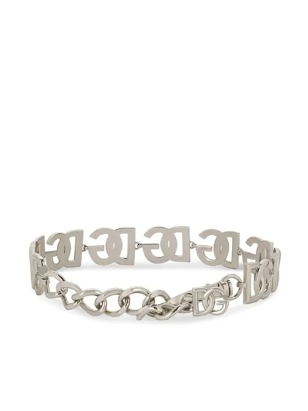 Dolce & Gabbana Tone Brass Dg Logo Chain Choker - Silver