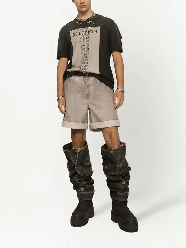 Dolce & Gabbana Garment-dyed Cotton Shorts