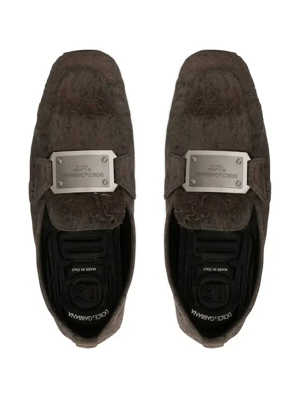 Dolce & Gabbana Logo-tag Patchwork-denim Oafers
