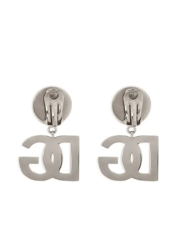 Dolce & Gabbana X Kim Dg-logo Clip-on Earrings - Silver