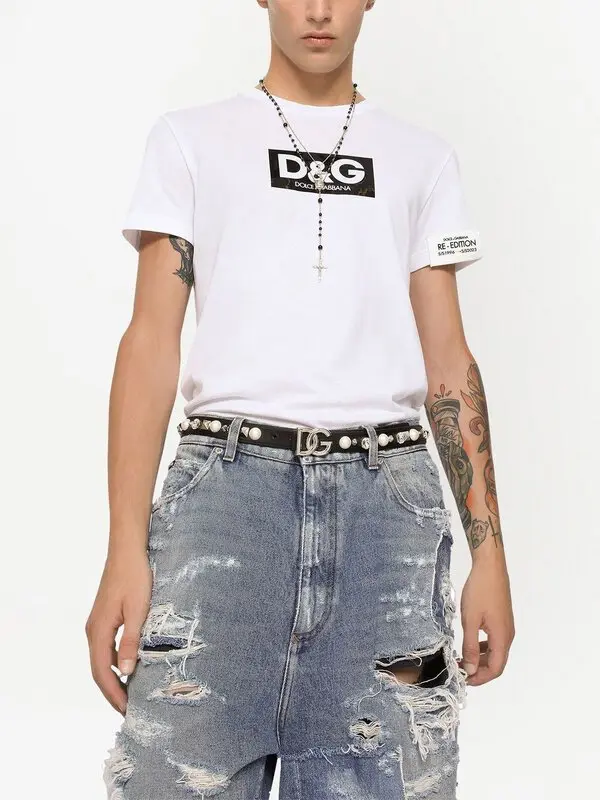 Dolce & Gabbana Logo-Patch Cotton T-Shirt - White - 30% Off