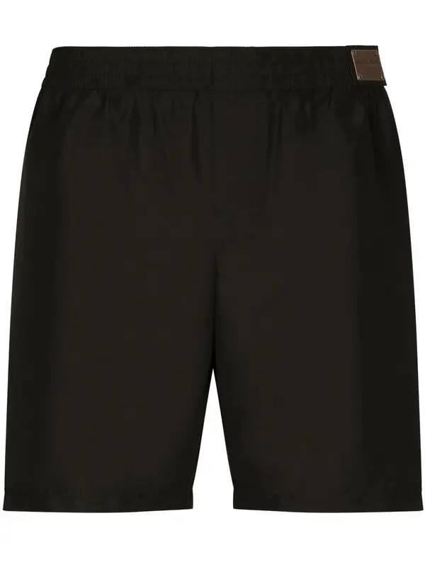 Dolce & Gabbana Logo Plaque Swim Shorts - Black