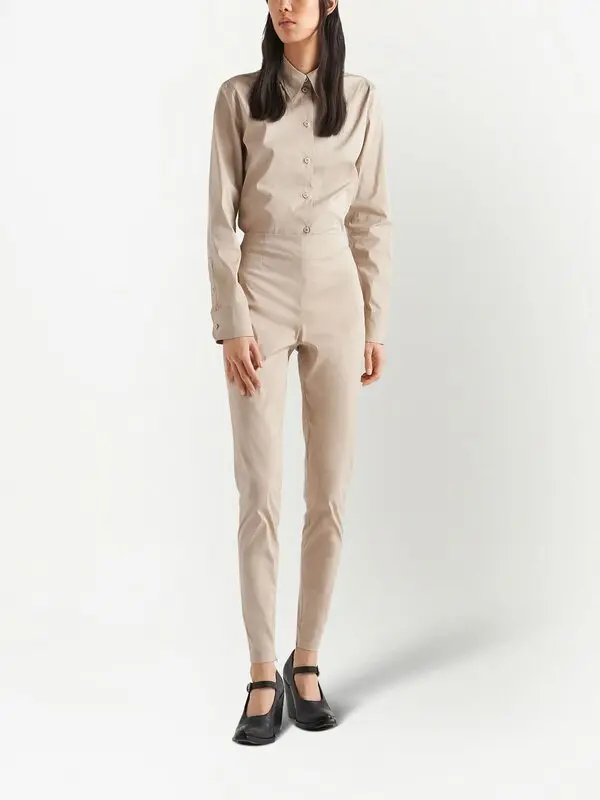 Prada Triangle-logo Poplin Shirt - Neutrals