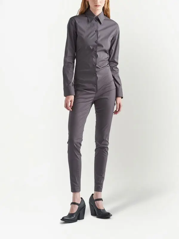 Prada Long-sleeve Poplin Jumpsuit