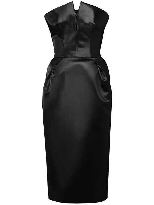 MAISON MARGIELA Cintzed Satin Midi Dress - Black