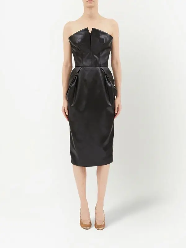 MAISON MARGIELA Cintzed Satin Midi Dress - Black