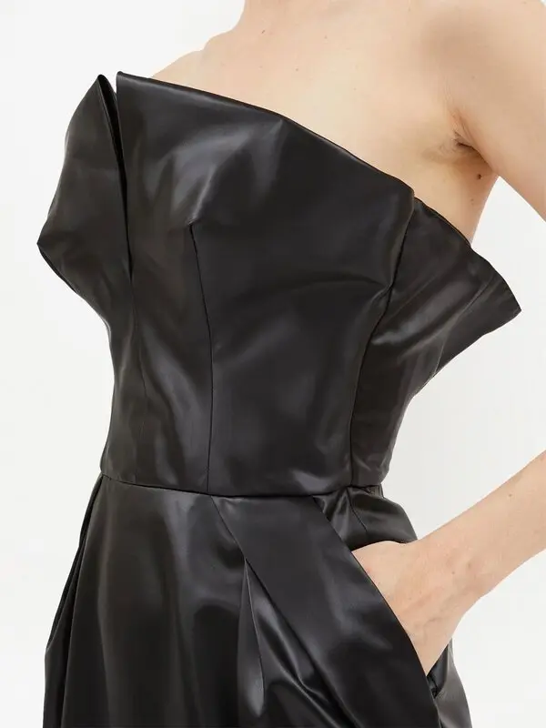 MAISON MARGIELA Cintzed Satin Midi Dress - Black
