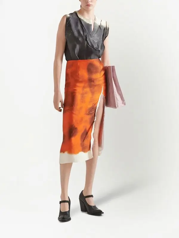 Prada Two-tone Silk Satin Blouse - Grey