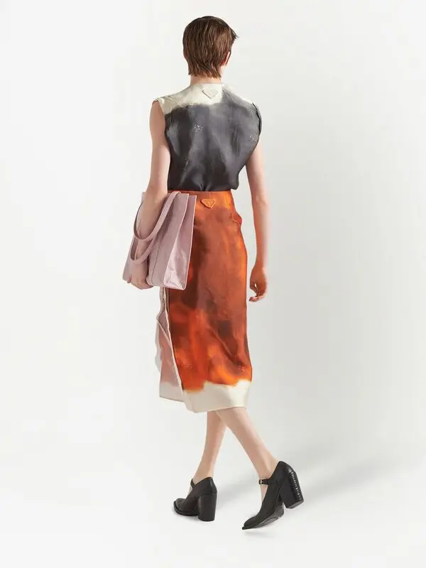 Prada Two-tone Silk Satin Blouse - Grey