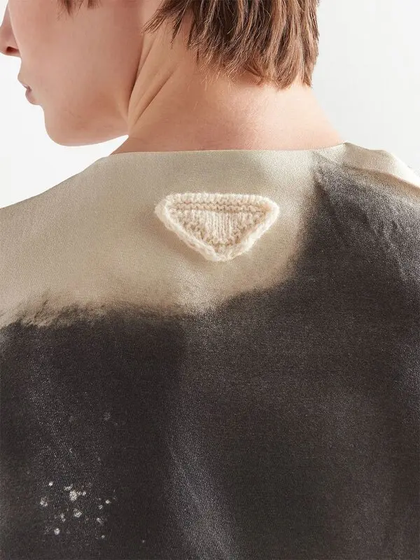 Prada Two-tone Silk Satin Blouse - Grey