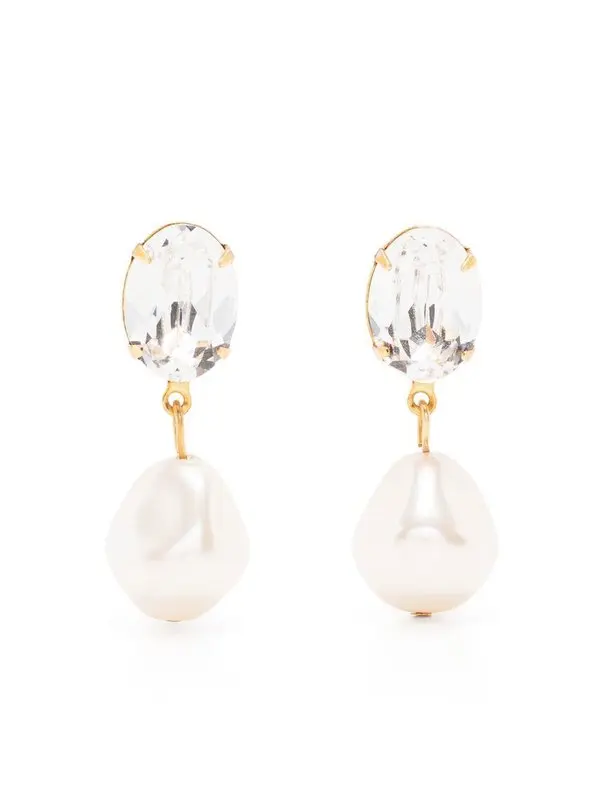 JENNIFER BEHR Tunis Crystal Pearl Drop Earrings - Gold