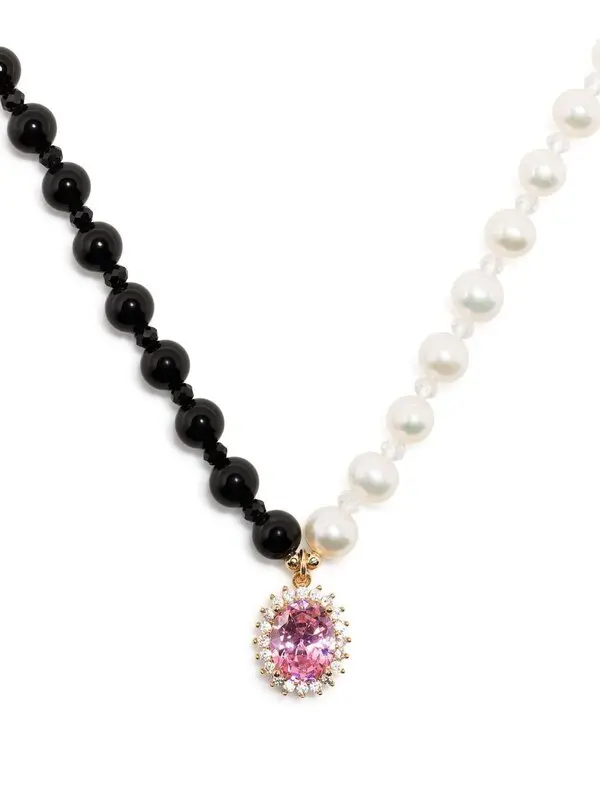 A SINNER IN PEARLS Crystal-pendant Pearl Necklace - Black