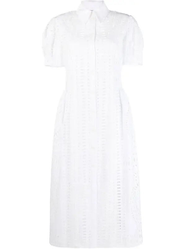 Alberta Ferretti Mandala Broderie Anglaise Midi Dress - White