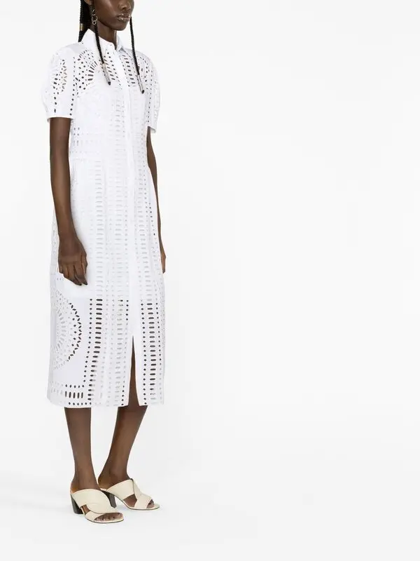 Alberta Ferretti Mandala Broderie Anglaise Midi Dress