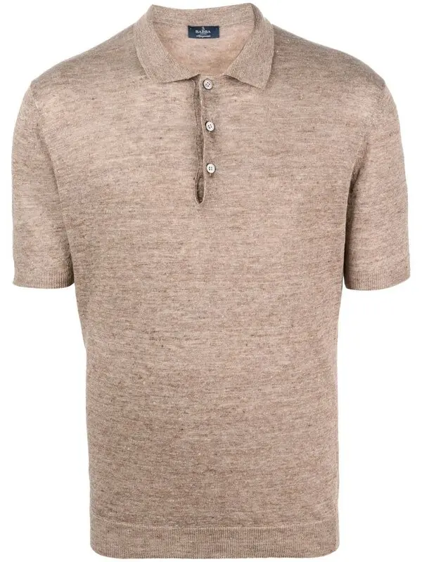 BARBA NAPOLI Short-sleeved Polo Shirt - Brown