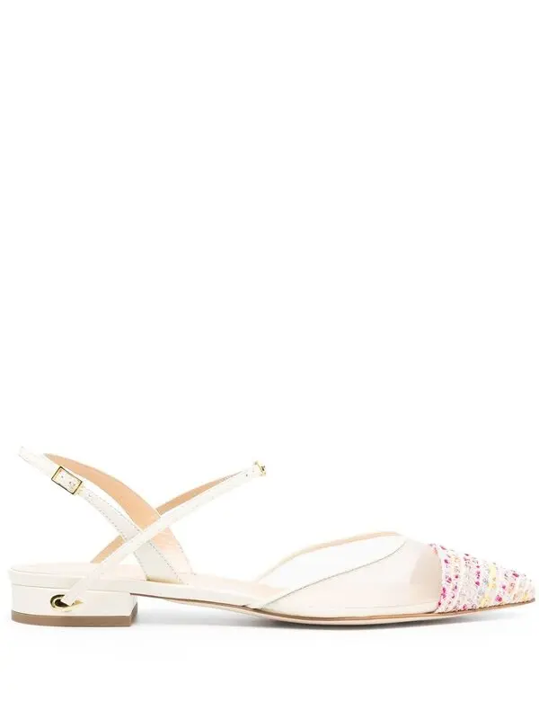 Jennifer Chamandi Vittorio Mesh Leather Slingback Point-toe Flats