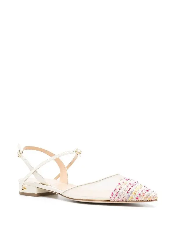 Jennifer Chamandi Vittorio Mesh Leather Slingback Point-toe Flats