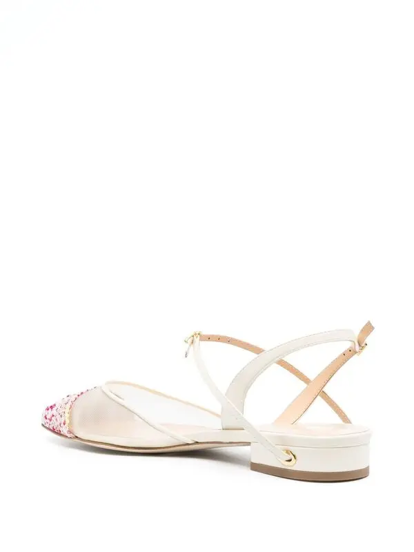 Jennifer Chamandi Vittorio Mesh Leather Slingback Point-toe Flats